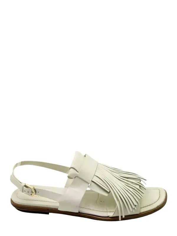 TOD'S Fringed Slingback Sandals - White