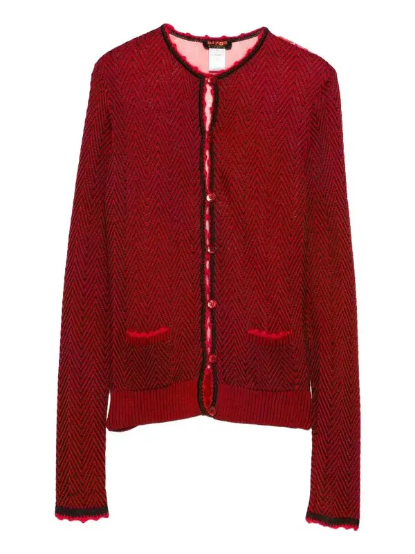 Christian Lacroix Herringbone Floral Jacket - Red