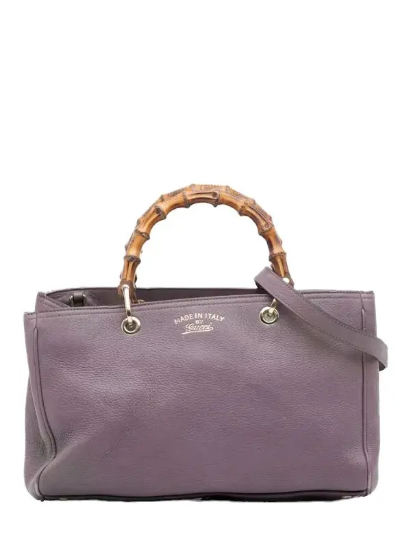 Gucci 2016-2025 Medium Calfskin Bamboo Shopper Satchel - Purple
