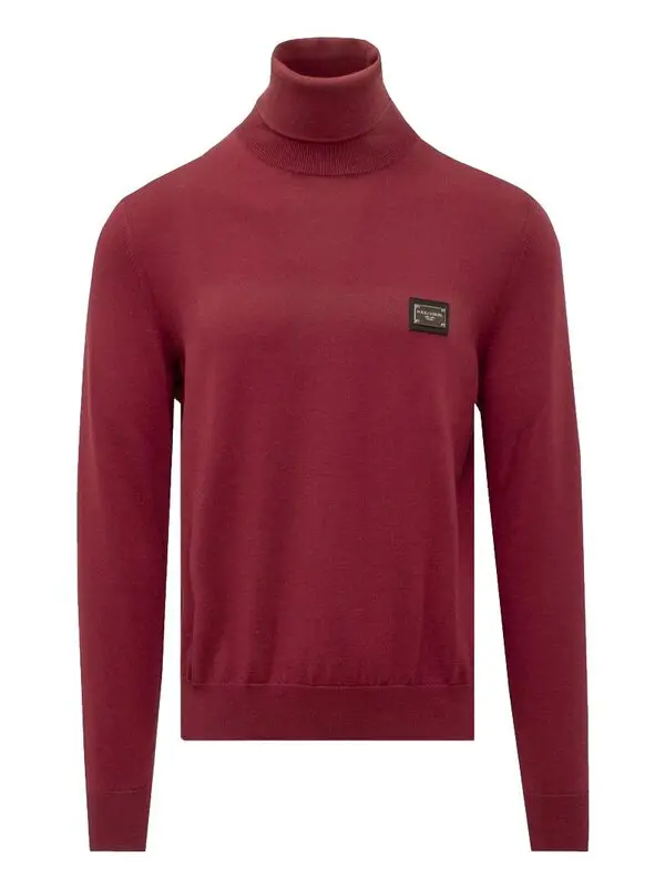 Dolce & Gabbana Long-sleeved Knit Turtleneck Sweater - Red