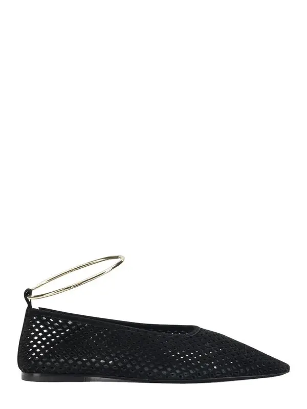JIL SANDER Suede Perforated Ballet Flats - Black