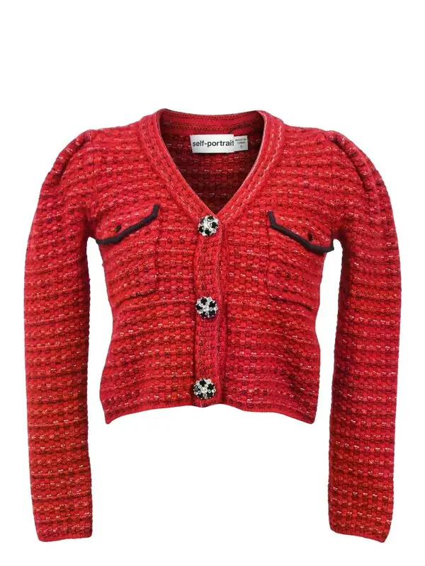 SELF-PORTRAIT V-neck Cardigan - Red