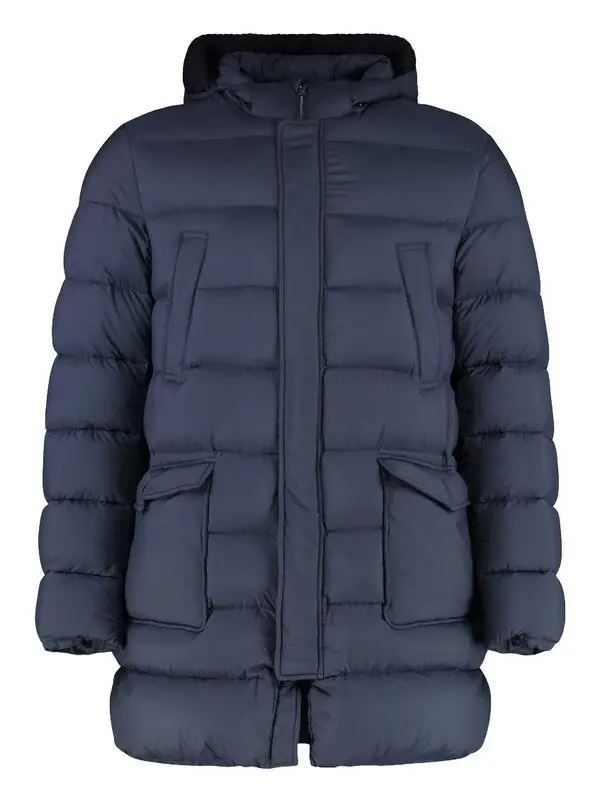 Herno Long Hooded Down Jacket - Blue
