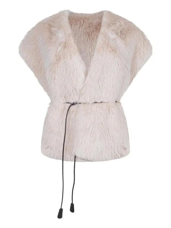 ALYSI Fur Vest - Beige