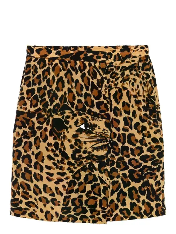 Saint Laurent Leopard-print Mini Wrap Skirt - Brown