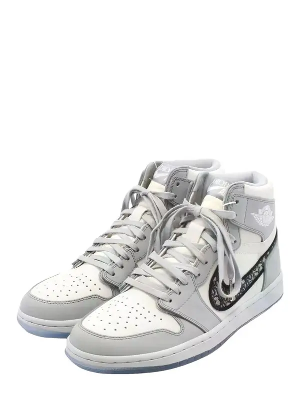 Dior X Air Jordan 1 Lace-up Leather Sneakers - White