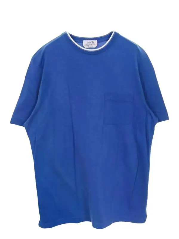Hermès Logo-embroidered Chest-pocket T-shirt - Blue