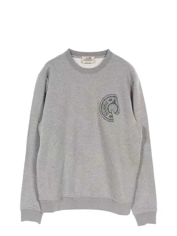Hermès 2020s Crew-neck Embroidered Sweatshirt - Grey