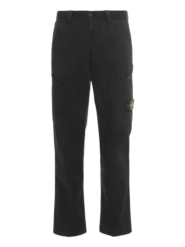 Stone Island Satin Cotton Cargo Pants - Black