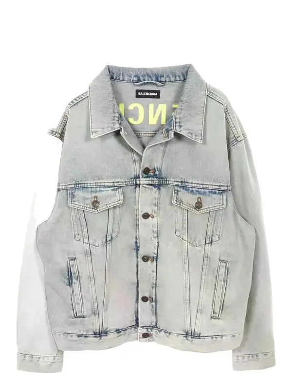 Balenciaga Logo-embroidered Denim Jacket - Blue