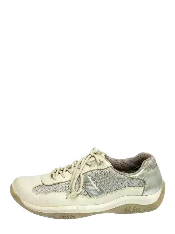 Prada Metallic-effect Sneakers - Grey
