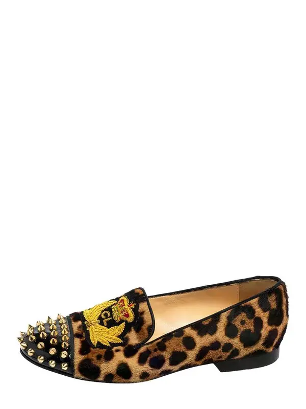 CHRISTIAN LOUBOUTIN Leopard-print Loafers - Brown
