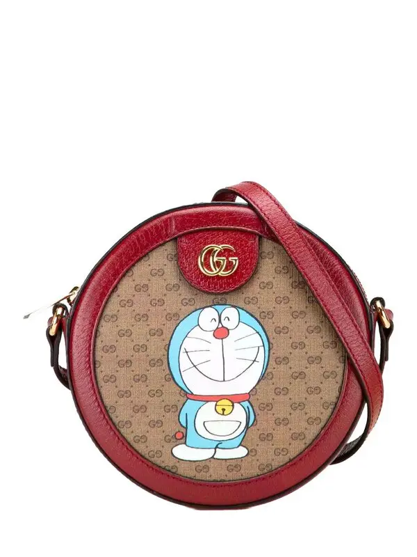 Gucci 2016-2025 Micro Gg Supreme Doraemon Round Crossbody Bag - Brown