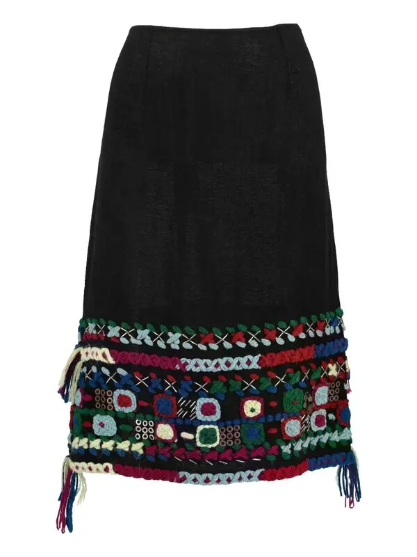 Fendi Wool Midi Skirt - Black