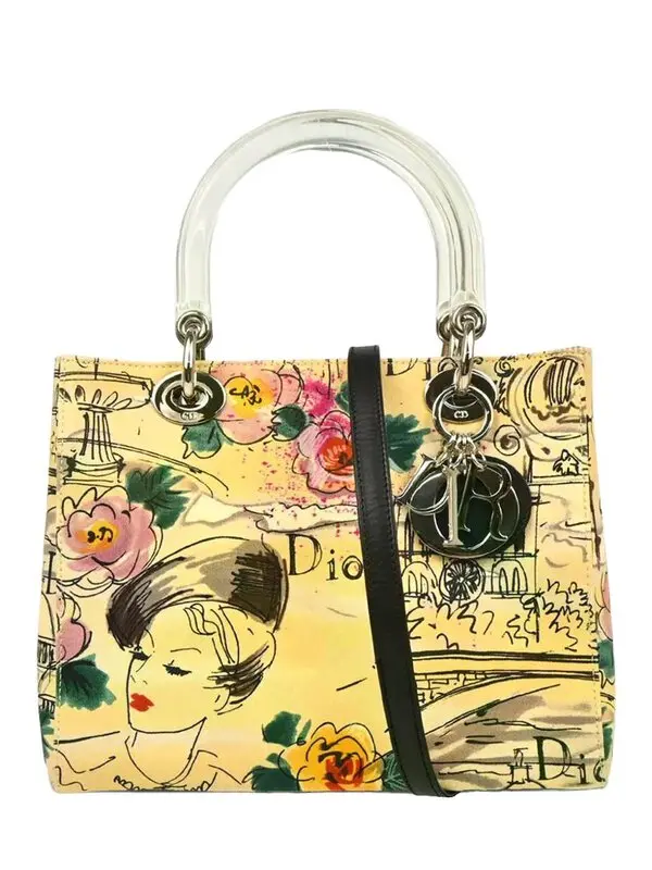 Dior Lady Floral-print Handbag - Yellow