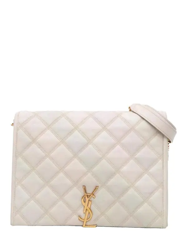 Saint Laurent 2019 Small Quilted Lambskin Becky Chain Shoulder Bag - White