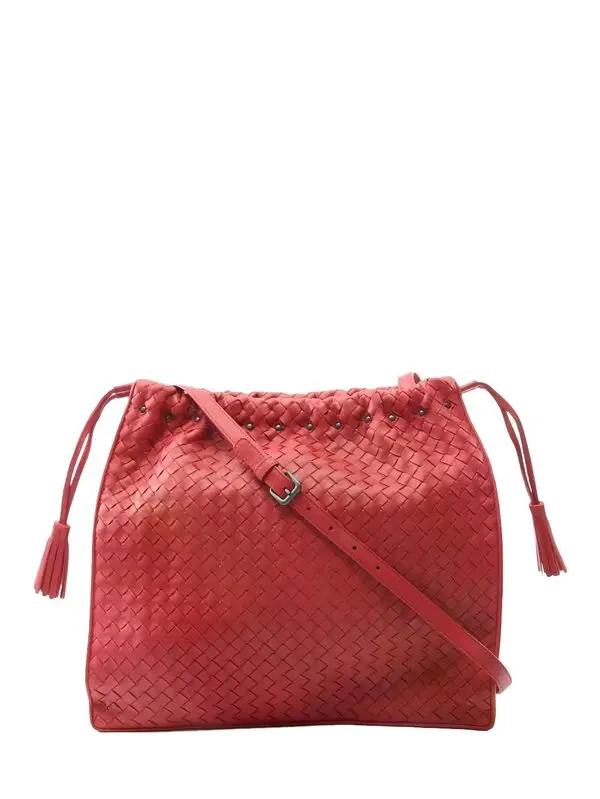 Bottega Veneta 2010s Intrecciato Tassel-detail Shoulder Bag - Red