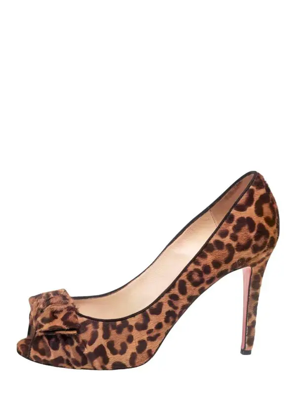 CHRISTIAN LOUBOUTIN 105mm Leopard-print Peep-toe Pumps - Brown