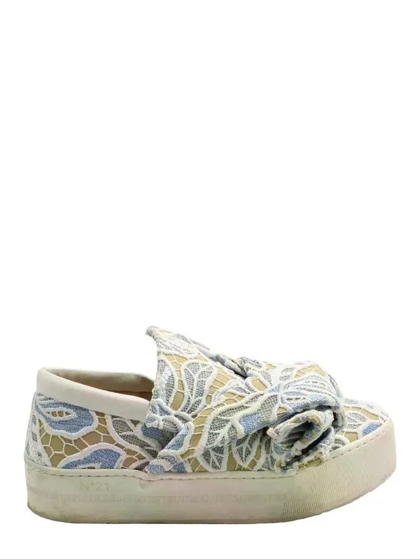 N°21 Knot-detail Lace Sneakers - Neutrals
