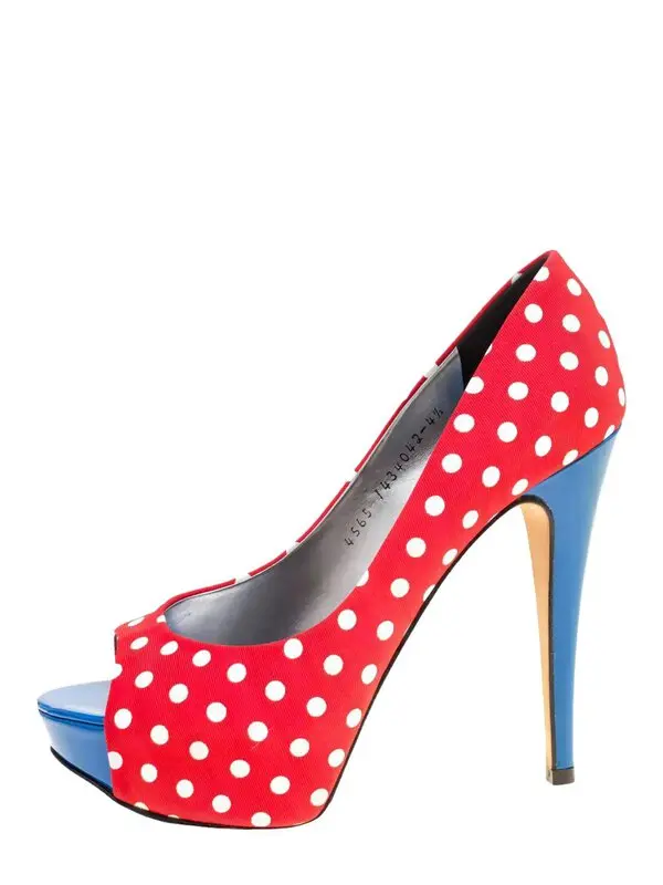 GINA Polka-dot Platform Peep-toe Heels - Red