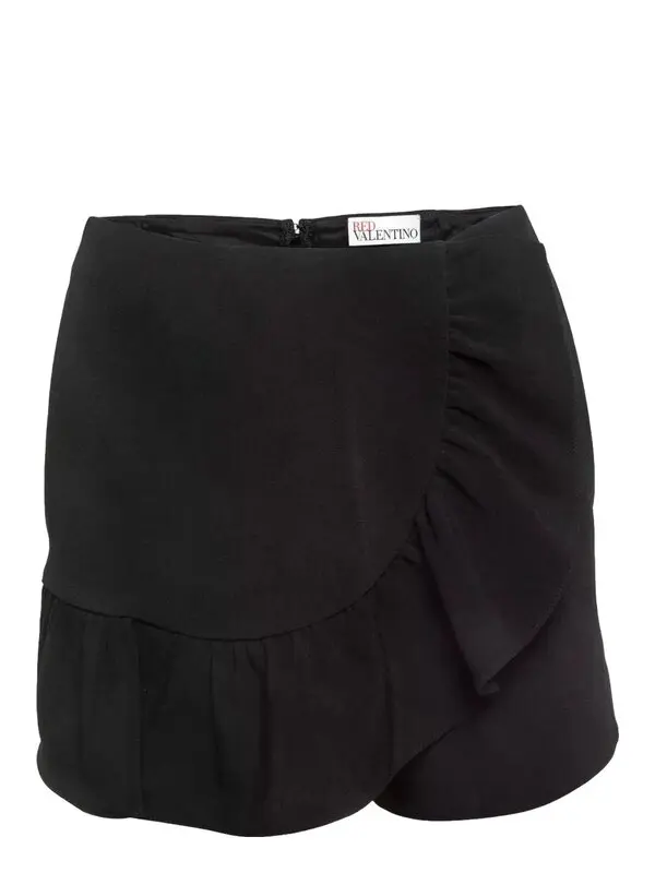 Red Valentino Ruffled Crepe Shorts - Black