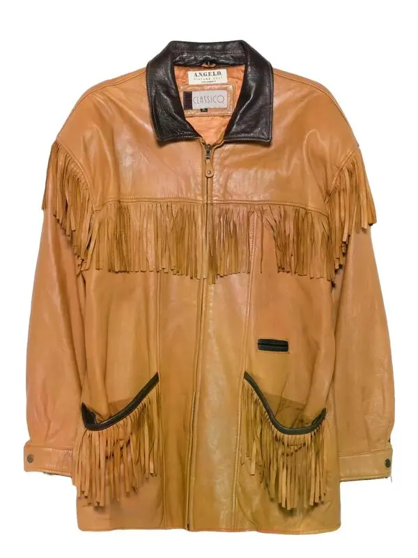 A.N.G.E.L.O. VINTAGE CULT 1980s Fringed Leather Coat - Brown