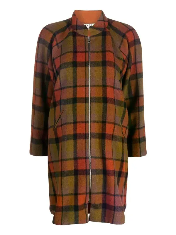 A.N.G.E.L.O. VINTAGE CULT 1980s Checkered Thigh-length Coat - Orange