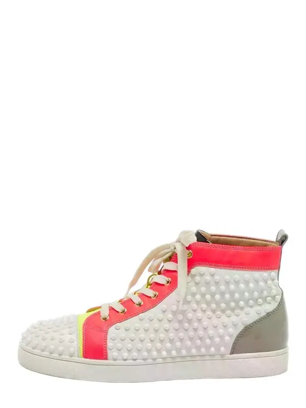 CHRISTIAN LOUBOUTIN Spike-studded Leather High-top Sneakers - White