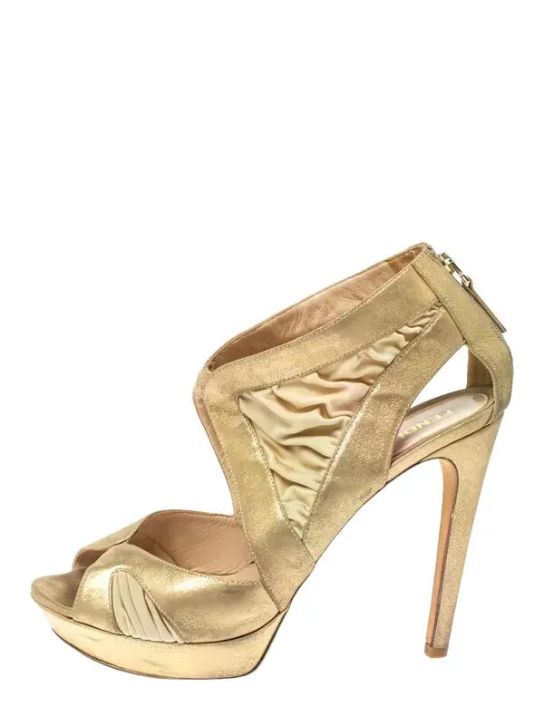 Fendi 125mm Leather Sandals - Gold