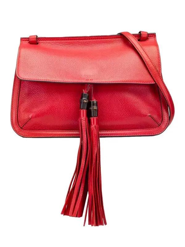 Gucci 2000-2015 Medium Leather Bamboo Daily Crossbody Bag - Red