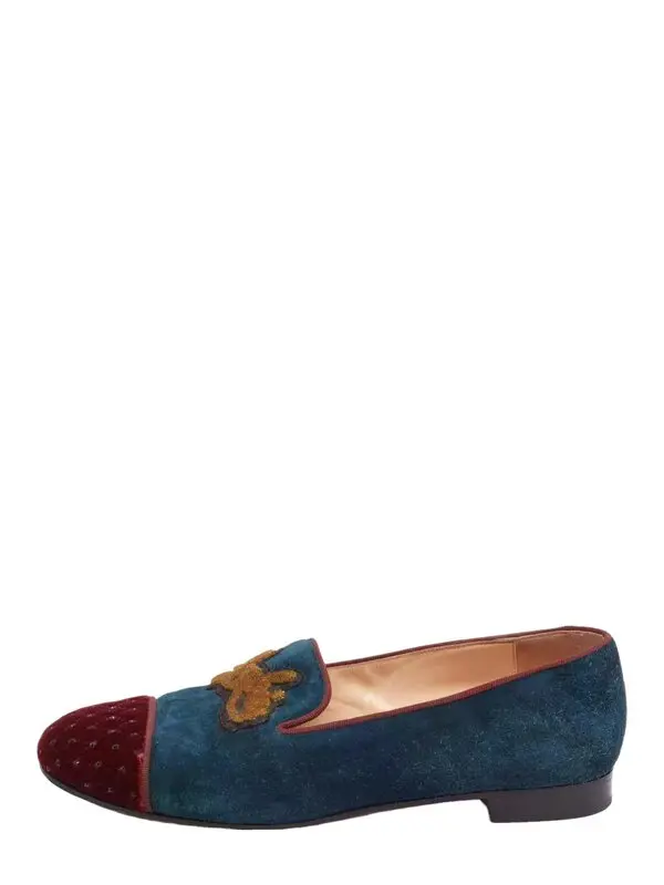 CHRISTIAN LOUBOUTIN Two-tone Velvet Loafers - Red