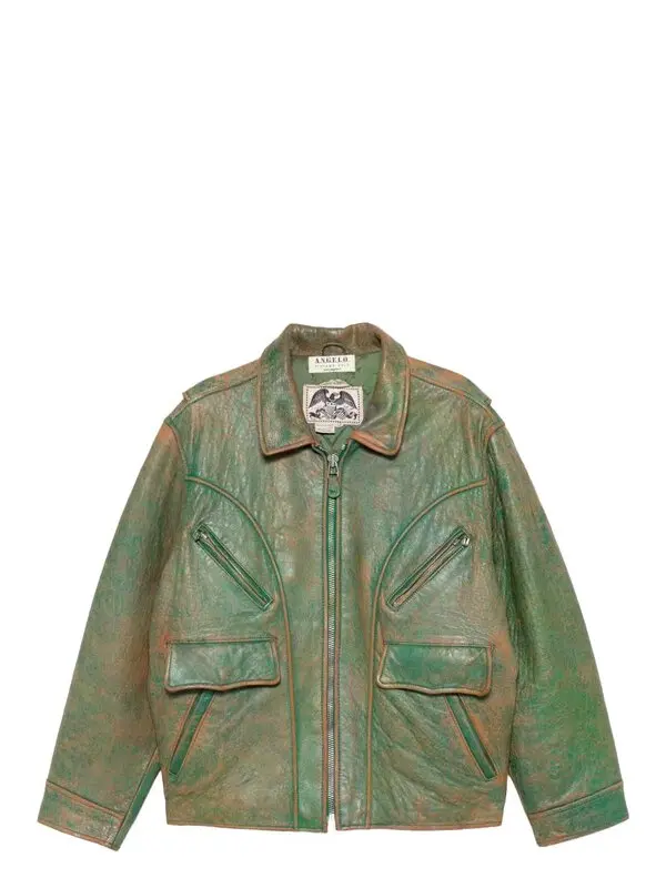 A.N.G.E.L.O. VINTAGE CULT 1990s Faded-effect Leather Jacket - Green