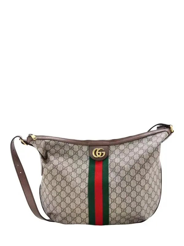 Gucci Ophidia Half Moon Gg Coated Canvas Large Hobo Bag - Neutrals
