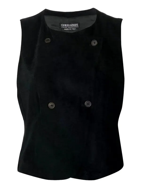 Giorgio Armani 1990s Corduroy Double-breasted Vest - Black