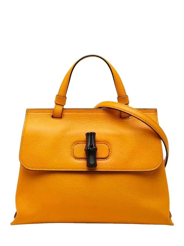 Gucci Small Leather Bamboo Daily Satchel - Orange