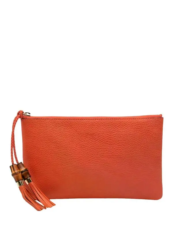Gucci Calfskin Bamboo Clutch Bag - Orange