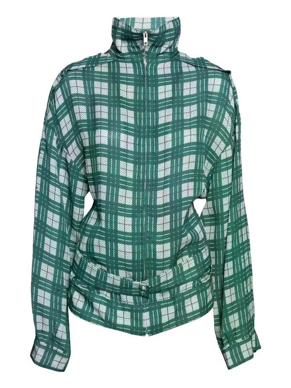 JOSEPH Checked Belted Jacket - Green