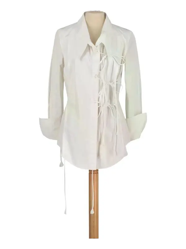 Gianfranco Ferre Oversized Collar Lace-up Shirt - White