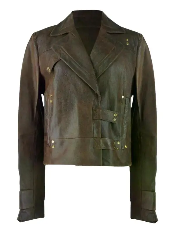 TOM FORD Button-cuff Leather Jacket - Brown