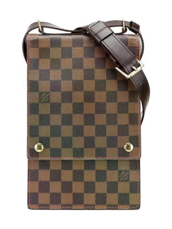 LOUIS VUITTON 2001 Damier Ebene Portobello Crossbody Bag - Brown