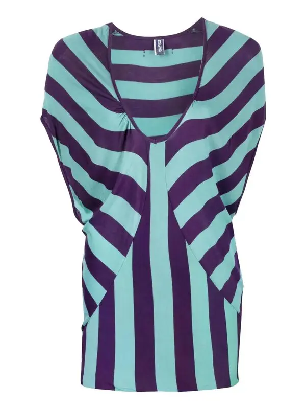 Jean Paul Gaultier 1990s U-neck Striped Blouse - Blue