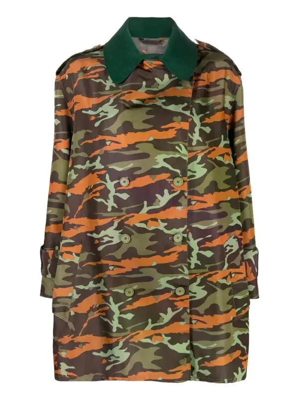 Jean Paul Gaultier 1990s Camouflage-pattern Double-breasted Coat - Green