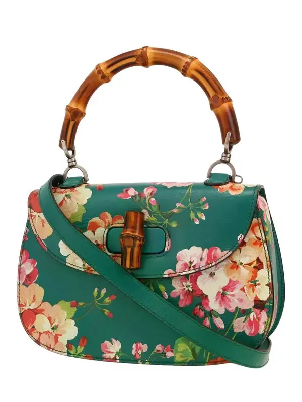 Gucci Bamboo Blooms Floral-print Satchel - Green