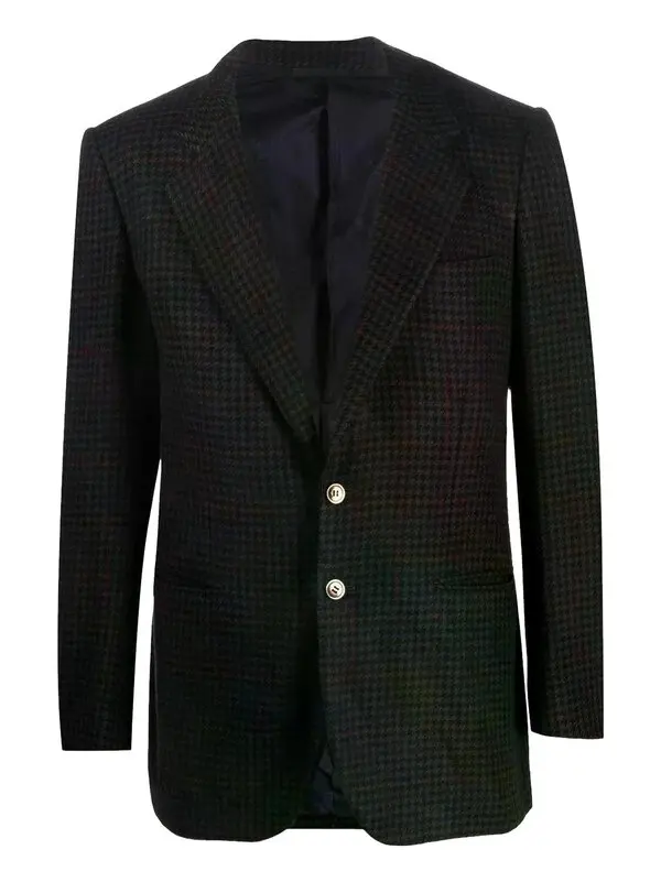 A.N.G.E.L.O. VINTAGE CULT 1990s Houndstooth-print Cashmere-wool Blazer - Black