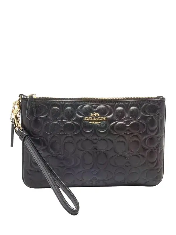 COACH® Leather Embossed Clutch - Black