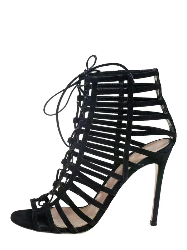 GIANVITO ROSSI 110mm Caged Lace-up Sandals - Black