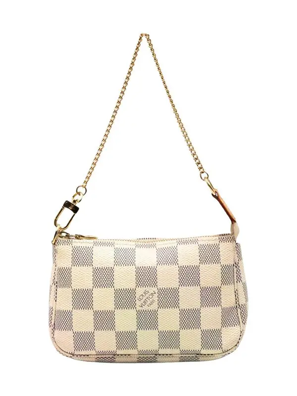 LOUIS VUITTON 2008 Damier Azur Mini Pochette Accessoires Handbag - White