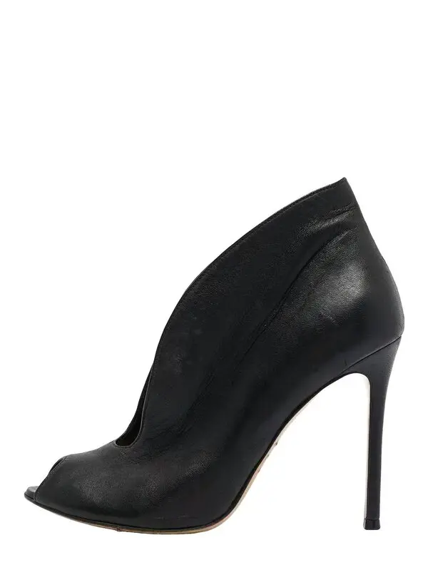 GIANVITO ROSSI Leather Peep Toe Boots - Black