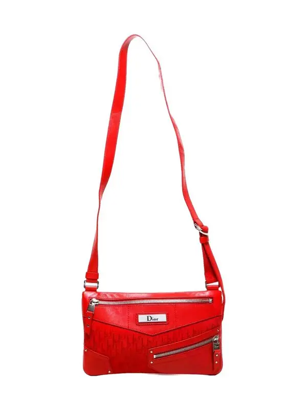 Dior Pre-owned Trotter Monogram Shoulder Bag - Red