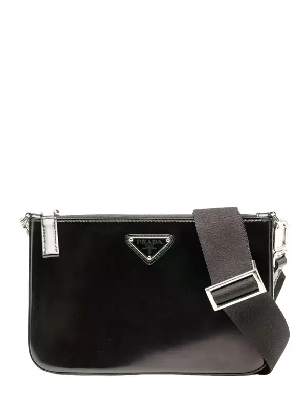 Prada 2013-2025 Spazzolato Zip Top Crossbody Bag - Black